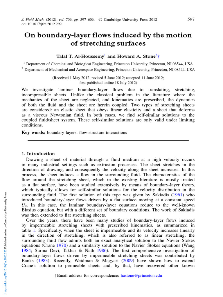 On Boundary Layer Flows Induced by The Motion of Stretching Surfaces ...