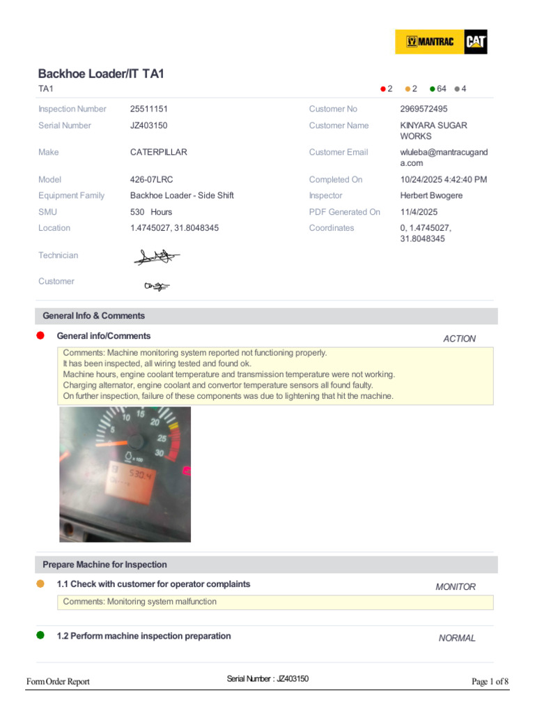 Back Hoe Inspection-Jz403150 | PDF | Loader (Equipment) | Elevator