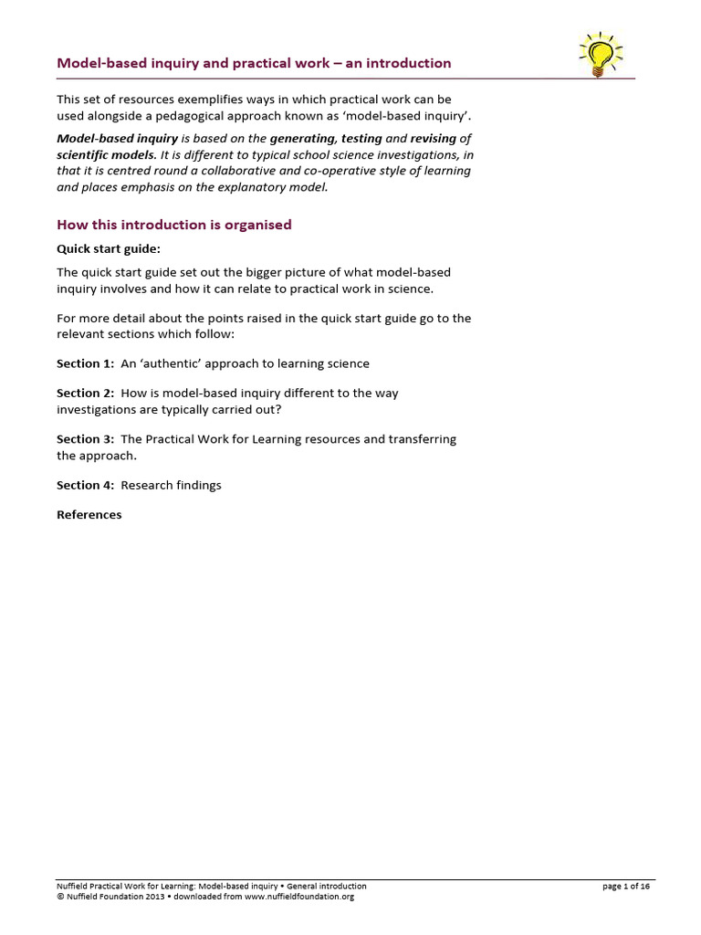 Introduction To Model-Based Inquiry | PDF | Theory | Science