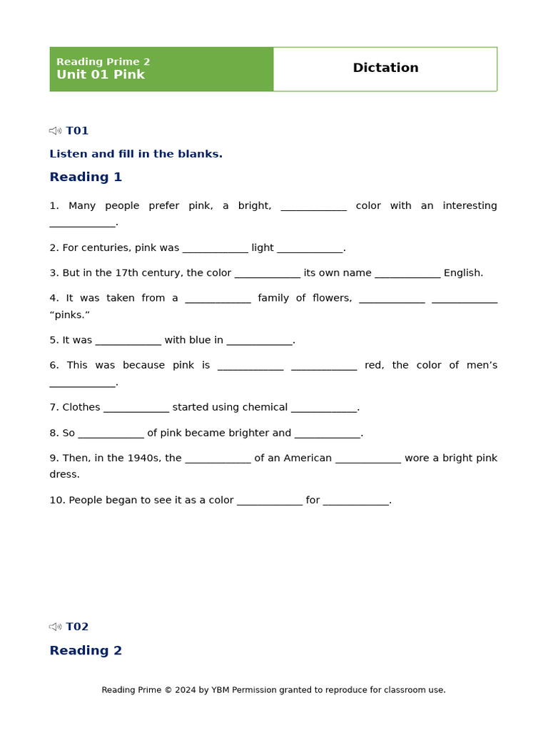 Reading Prime 2 Dictation | PDF | Sound | Detective Fiction