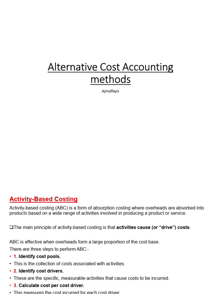 Alternative Cost Accounting Methods | PDF | Profit (Economics) | Cost ...