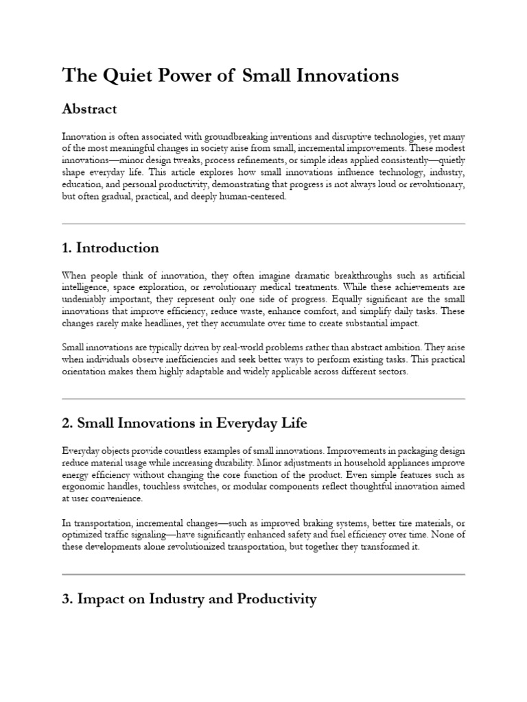 The Quiet Power of Small Innovations | PDF | Innovation