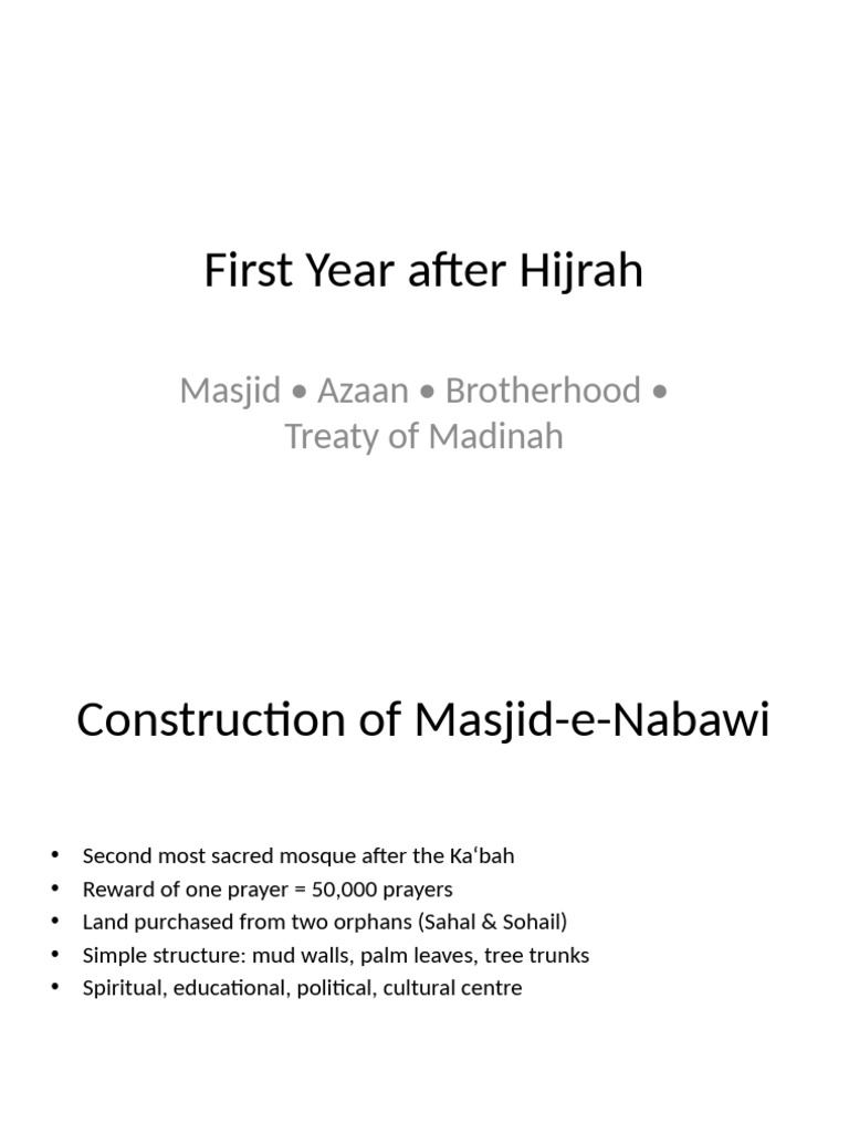 First Year After Hijrah | PDF