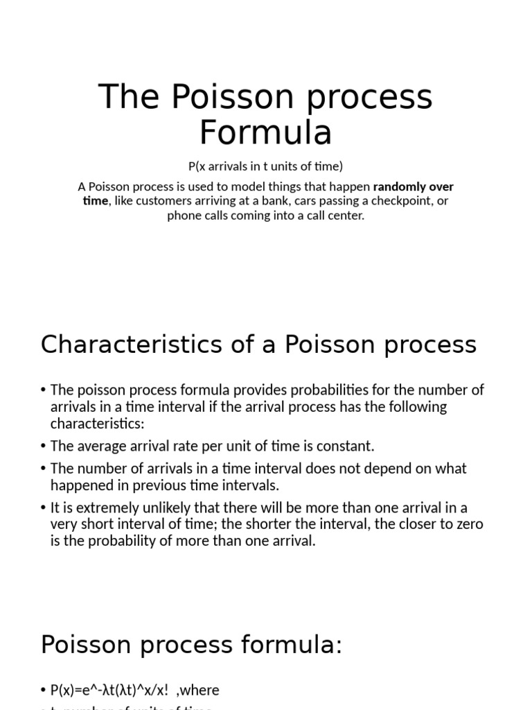 The Poisson Process Formula | PDF | Poisson Distribution | Teaching ...