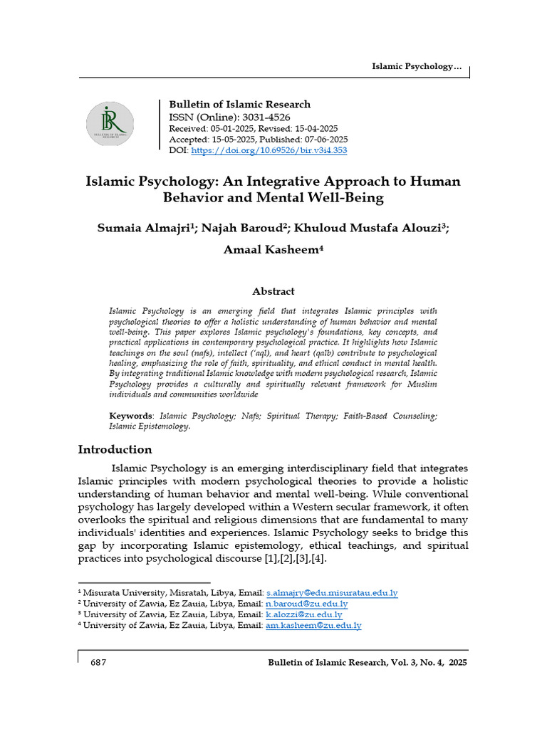 Islamic+Psychology+GALLEY | PDF | Cognitive Behavioral Therapy | Psychology