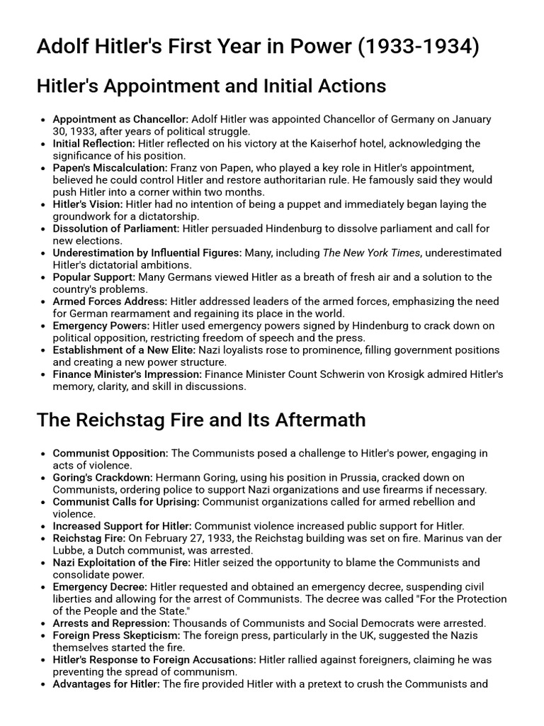 Adolf Hitlers First Year in Power | PDF | Adolf Hitler | Nazi Germany