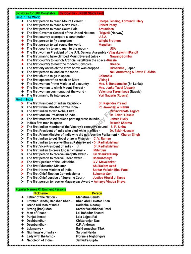 GK of India JKP Constable by JKSSB Study Fast | PDF | Habeas Corpus ...