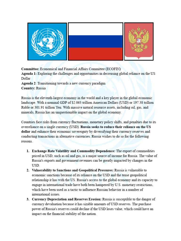 Position Paper - Russia - EcoFin | PDF | United States Dollar | Currency