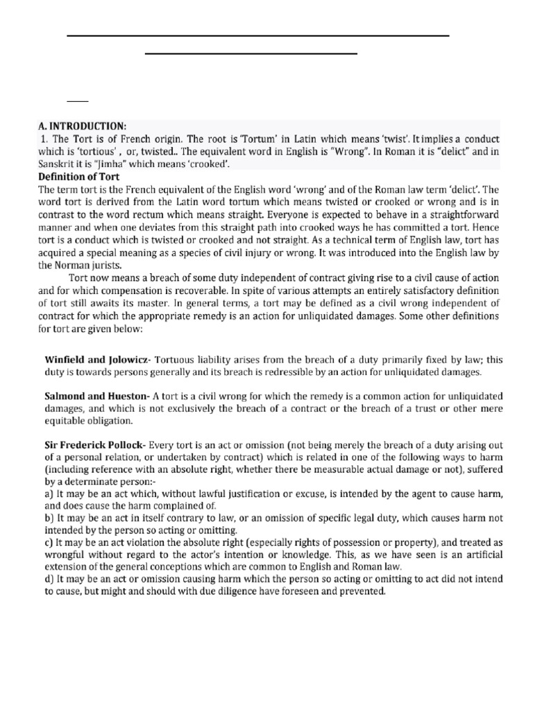 Law of Tort, Motor Accident Answer Key | PDF | Tort | Negligence