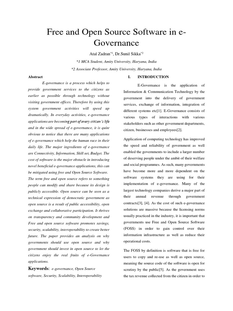 Free and Open Source Software in e Gover | PDF | Open Source | Source Code