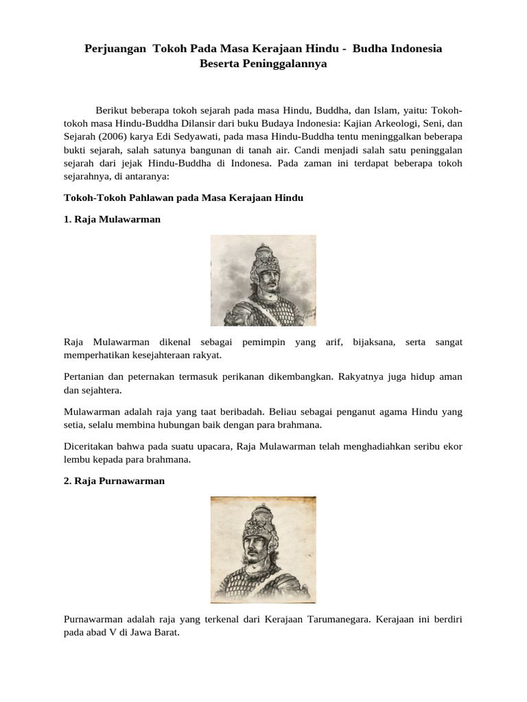Perjuangan Tokoh Pada Masa Kerajaan Hindu Budha Indonesia Beserta ...