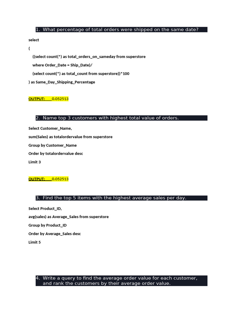 Superstore Dataset Queries | PDF