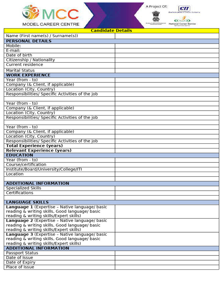 Candidate Cv Format (1) | PDF