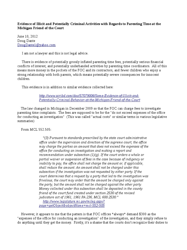 Evidence of Illicit and Potentially Criminal Activities With Regards To ...