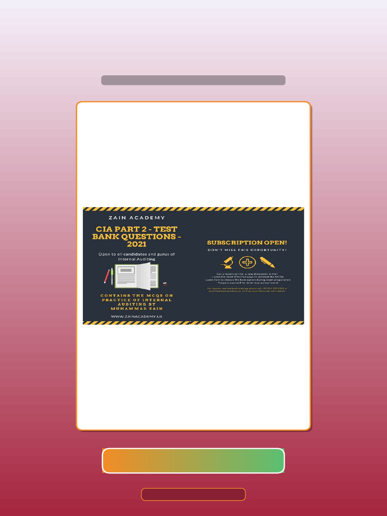 Test Bank of CIA Part 2 Questions 2021 MuhammadZain Muhammad Zain by ...