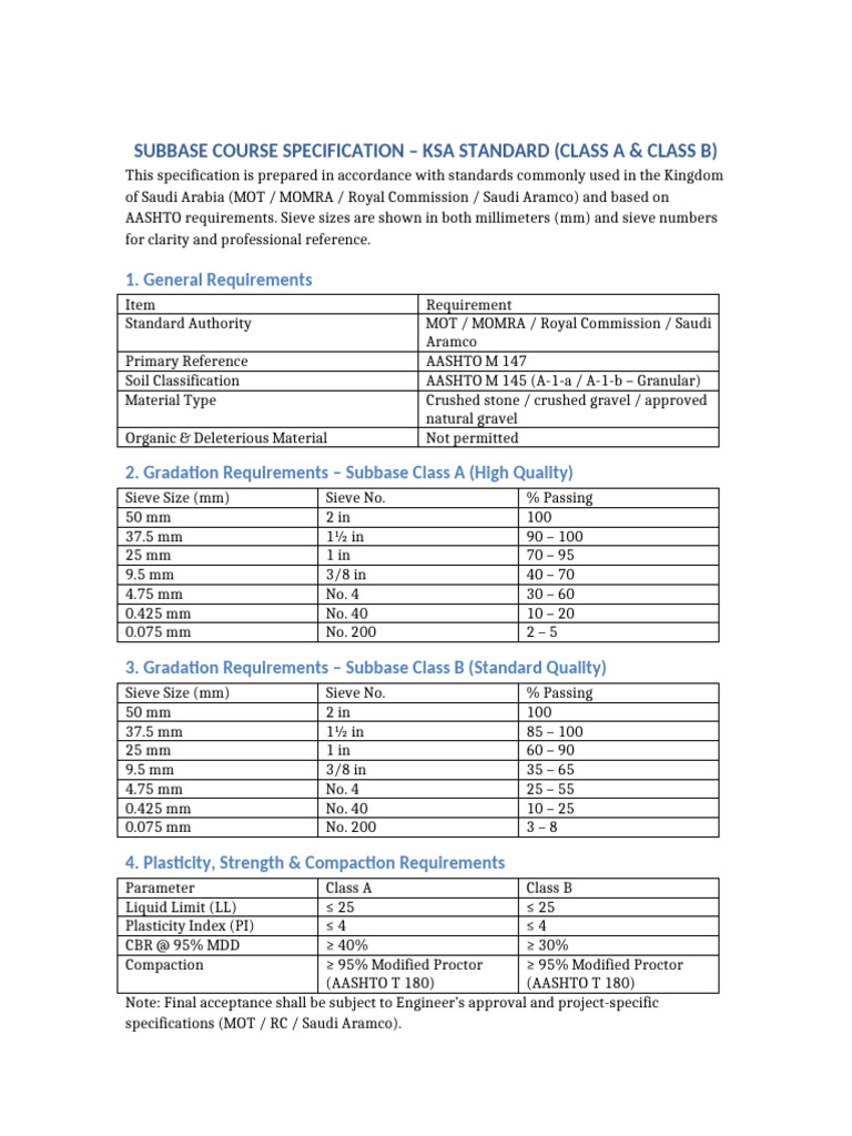 KSA Subbase Course Specification Guide | PDF | Soil Science | Earth ...