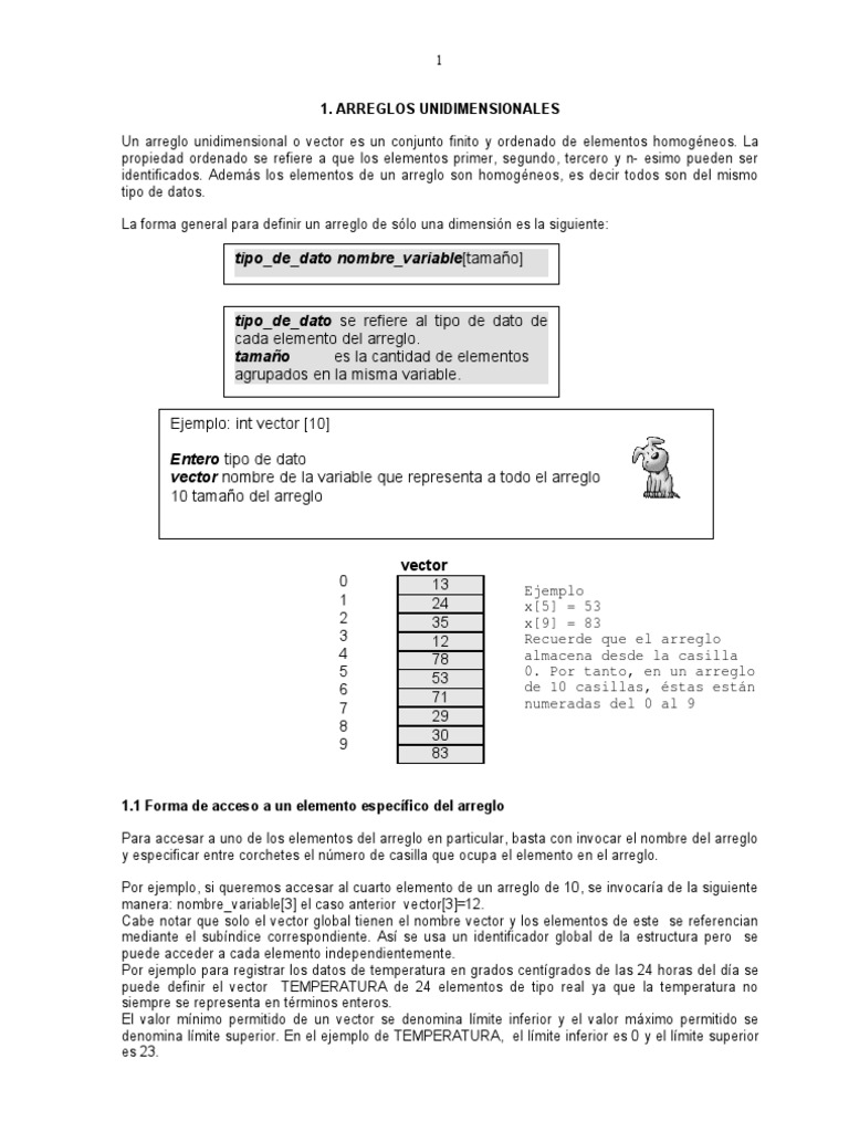 Arreglos Unidimensionales | PDF | Estructura de datos de matriz ...