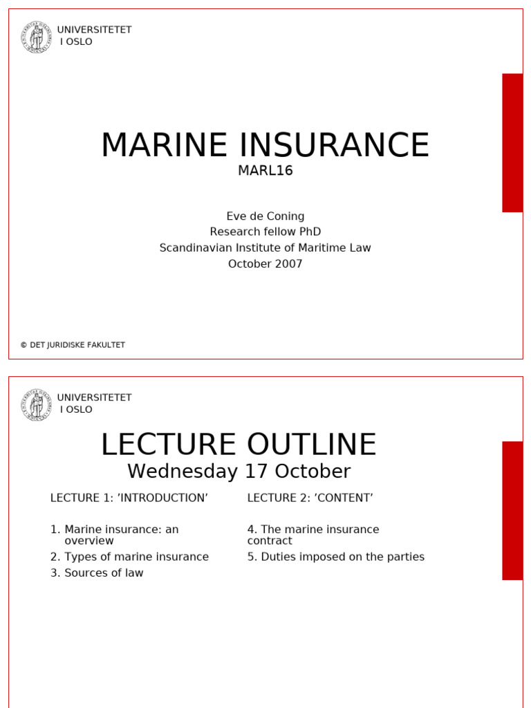 Marine Insurance Overview and Types | PDF | Insurance | Business Law