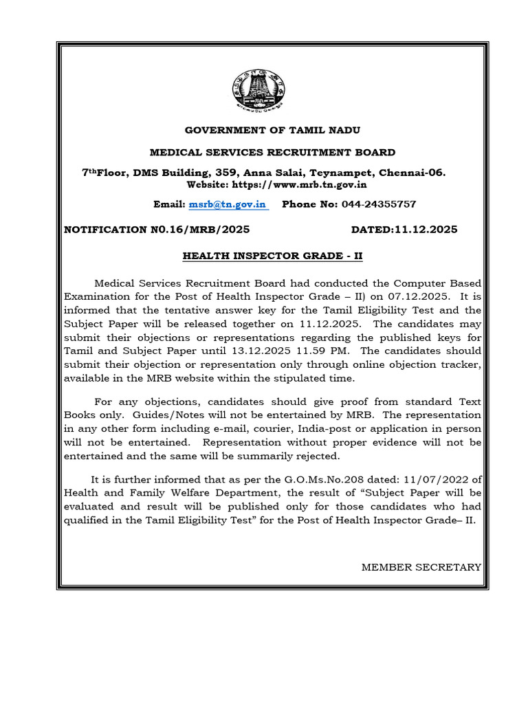 Important Notice Release of Tentative Answer Key With Response and ...