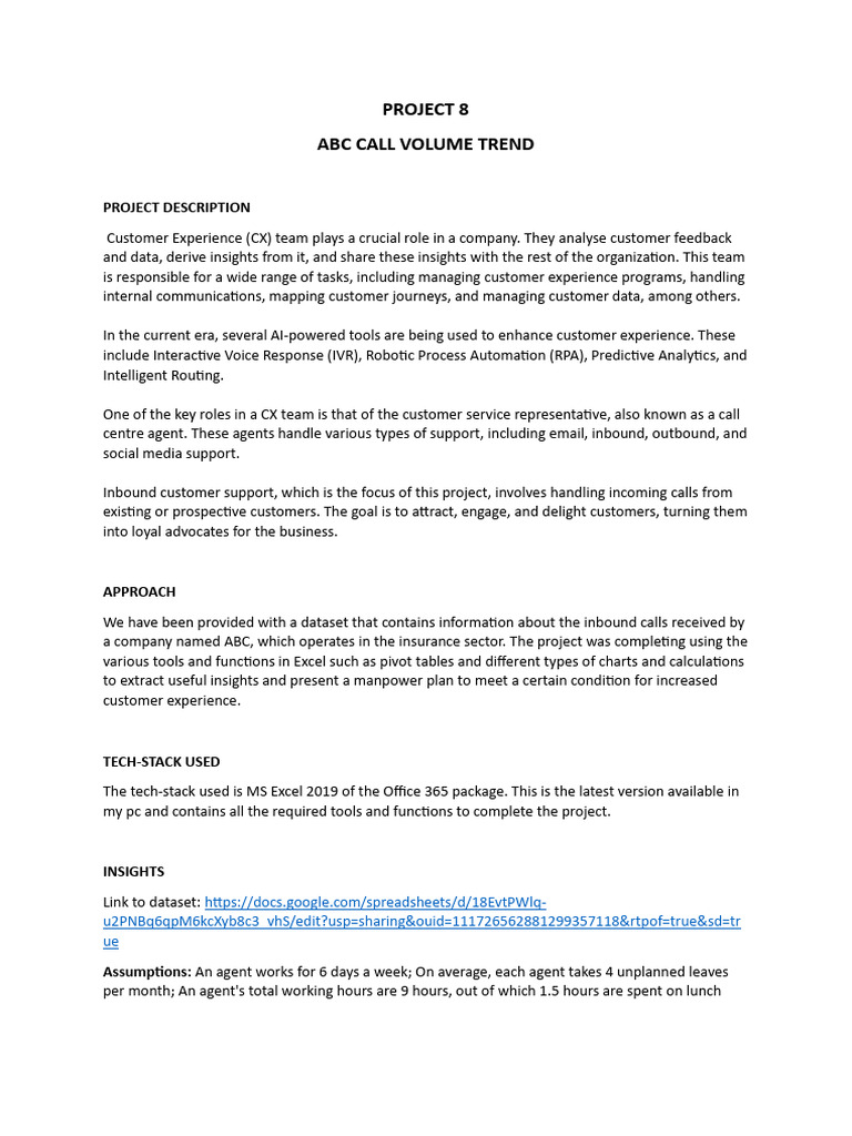 Project 8 - ABC Call Volume Trend | PDF | Interactive Voice Response ...