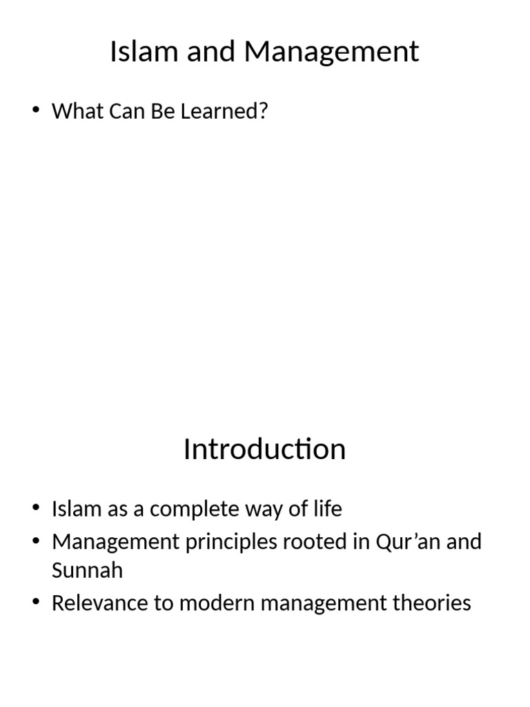 Islam and Management | PDF