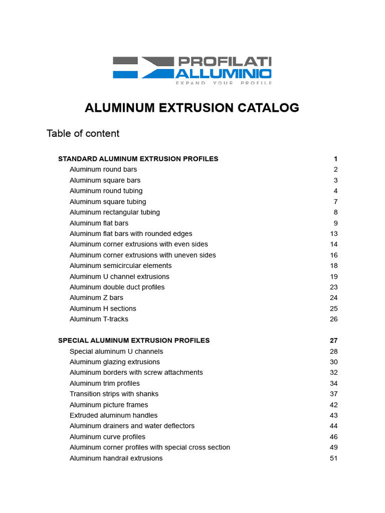 Aluminum Extrusion Profiles Catalog | PDF | Extrusion | Engineering ...