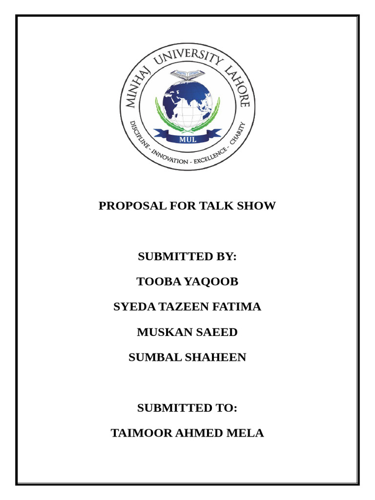 Proposal for Talk Show | PDF