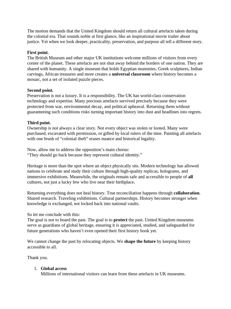 Motion: The Museum of England should return Artefacts to India | PDF ...