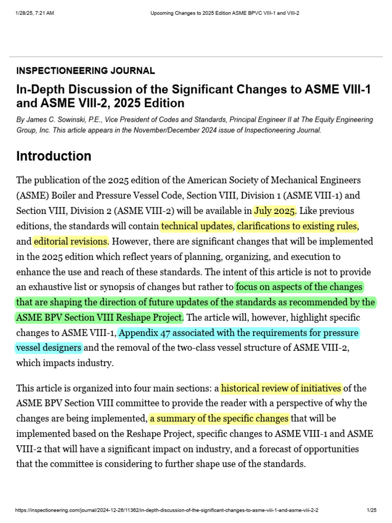 2025 ASME VIII-1 & VIII-2 Changes Explained | PDF | Mechanical ...