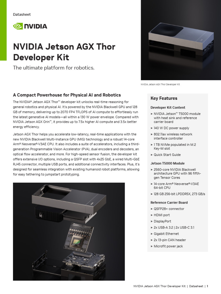DRIVE AGX Thor Developer Kit_Datasheet | PDF | Graphics Processing Unit | Usb