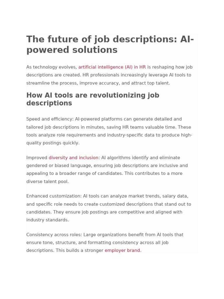 The Future of Job Description1 | PDF | Recruitment | Artificial ...