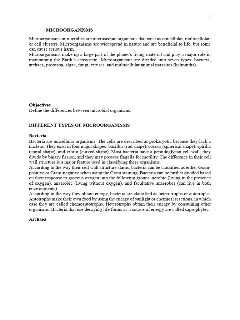 Types and Roles of Microorganisms | PDF | Fungus | Cell (Biology)