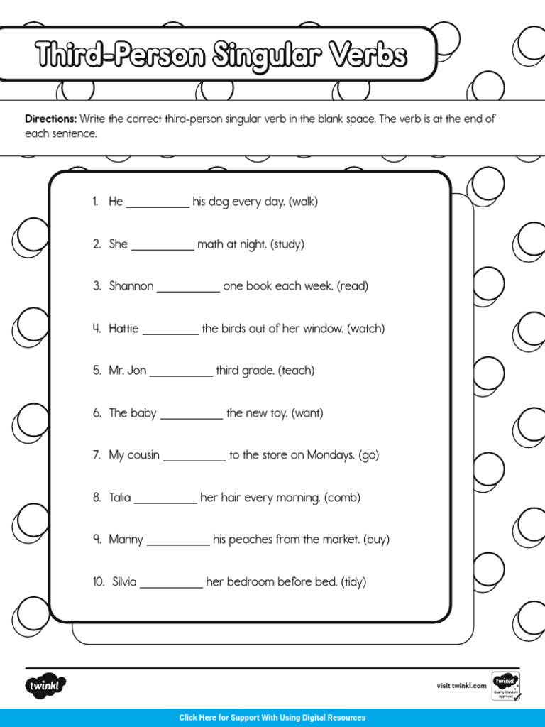 Digital Third-Person Singular Verbs Activity For ELL | PDF