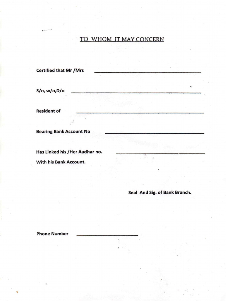 BANK Seeding Adhaar Form | PDF