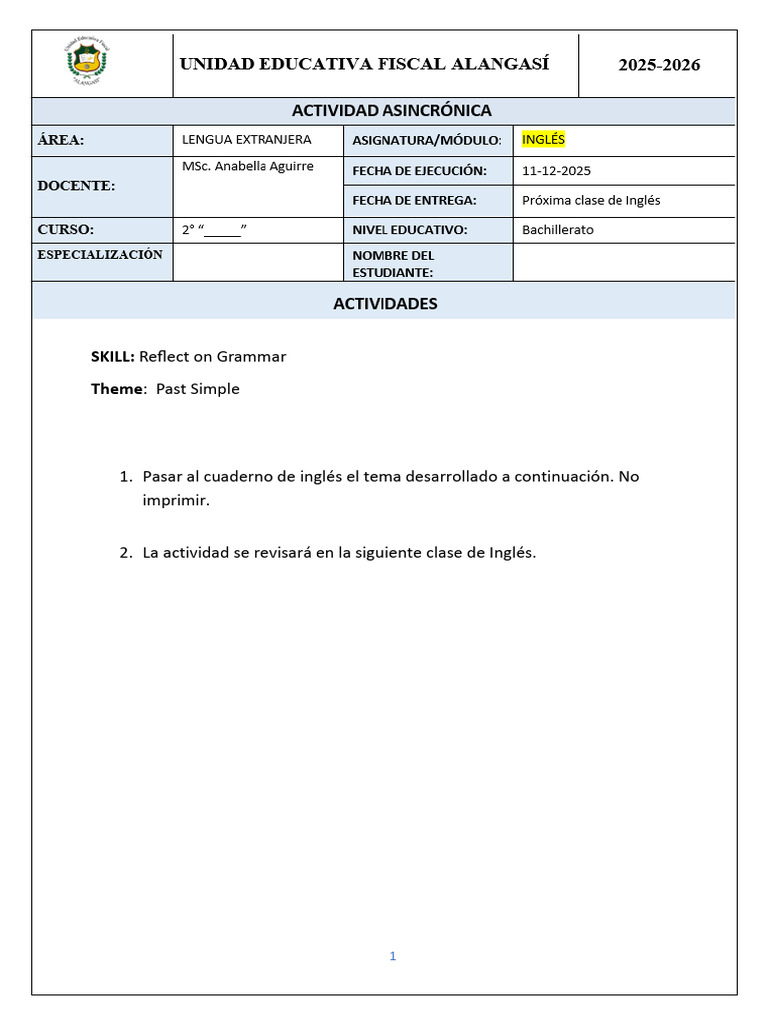 Inglés 2ca Act-Asinc Notebook | PDF | Language Families | Linguistics