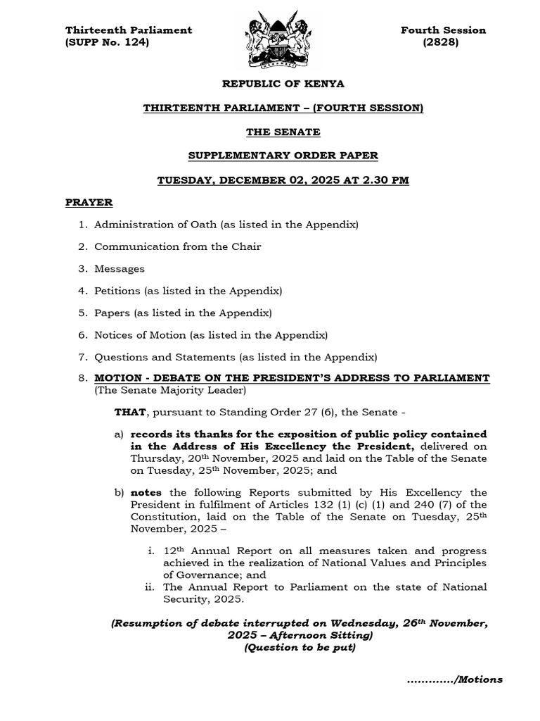 Supplementary Order Paper - Tuesday, 02.12.2025 | PDF | United States ...