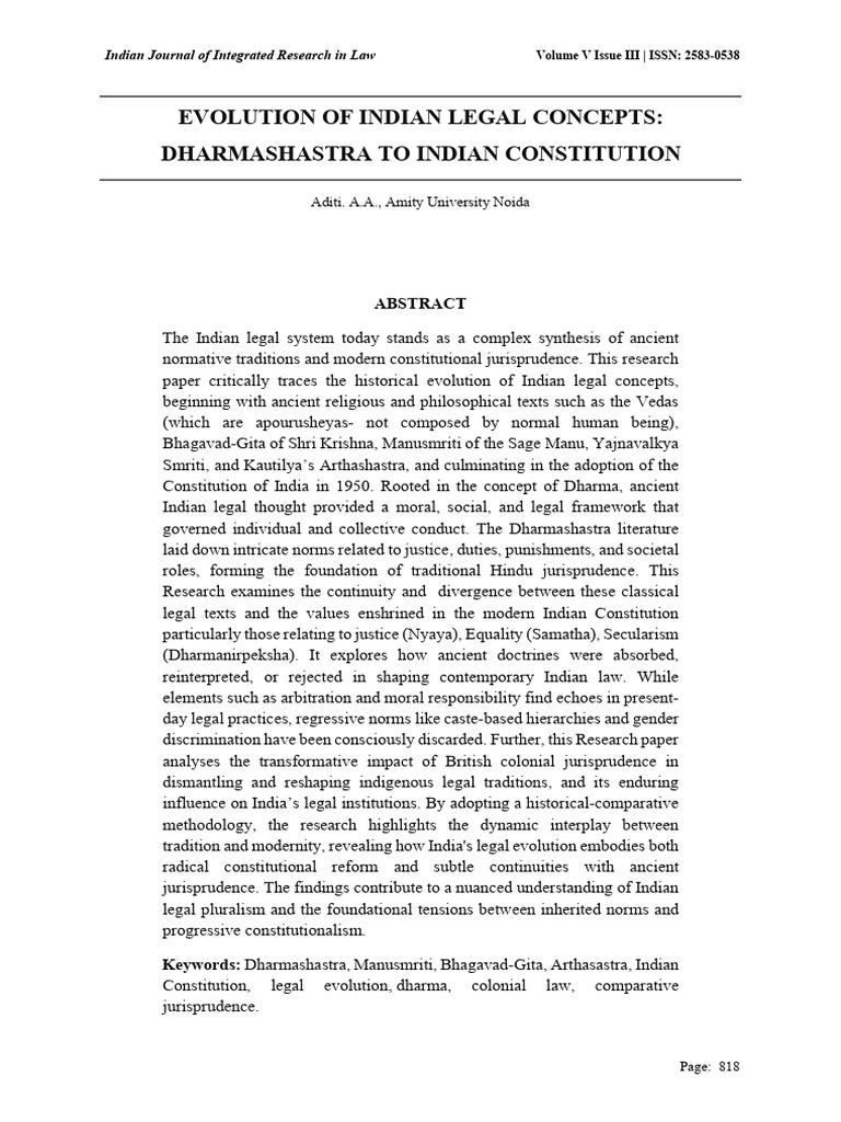 Evolution of Indian Legal Concepts | PDF | Dharma