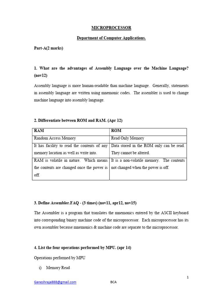 MICROPROCESSOR | PDF | Read Only Memory | Random Access Memory