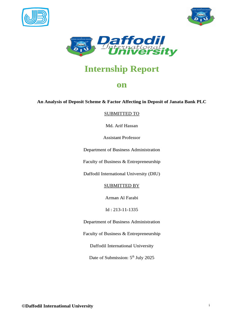 Analysis of Janata Bank Deposit Schemes | PDF | Banks | Customer ...