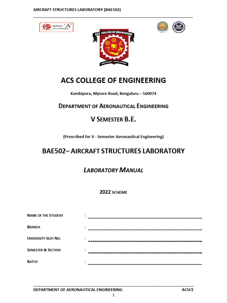 Aircraft Structures Laboratory Manual | PDF | Beam (Structure) | Bending