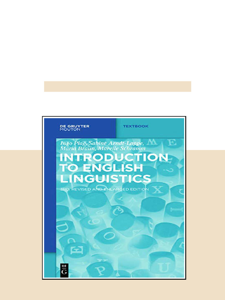 Introduction To English Linguistics 3rd Edition Ingo Plag - Ebook and ...