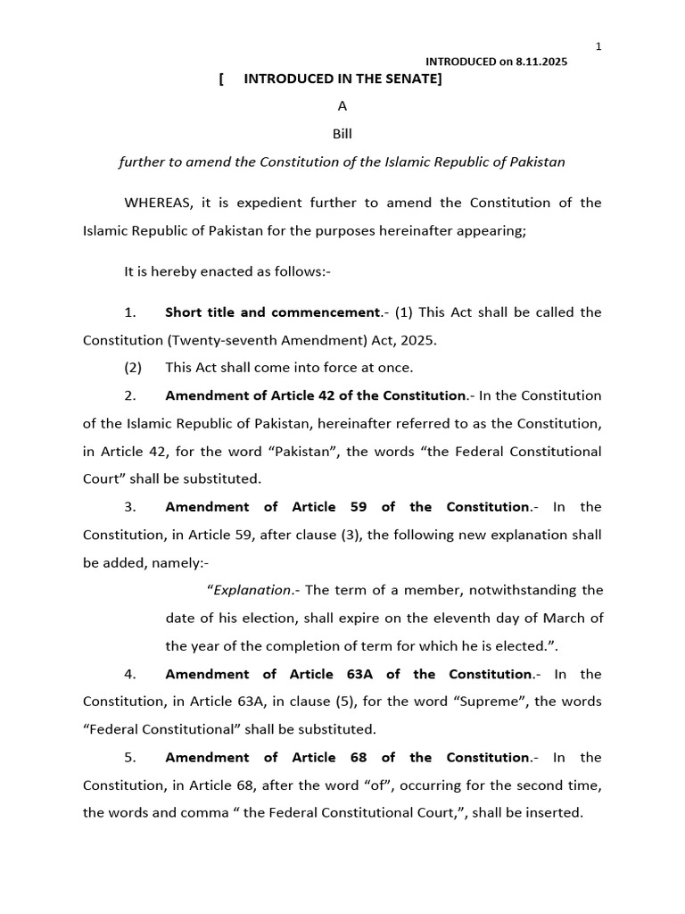 Constitution (Twenty-seventh Amendment) Bill, 2025 | PDF | High Court ...