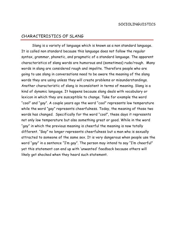 Characteristics of Slang | PDF | Slang | Word