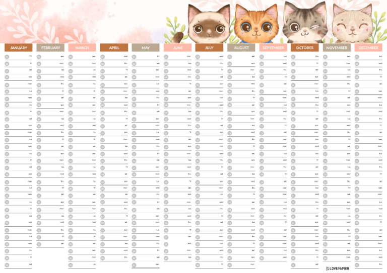 Yearly Planner Cat Theme | PDF
