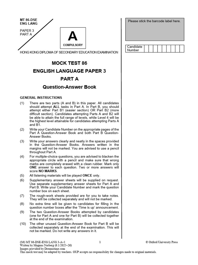 DSE English Language Mock Test 86 | PDF | Oxford University Press ...