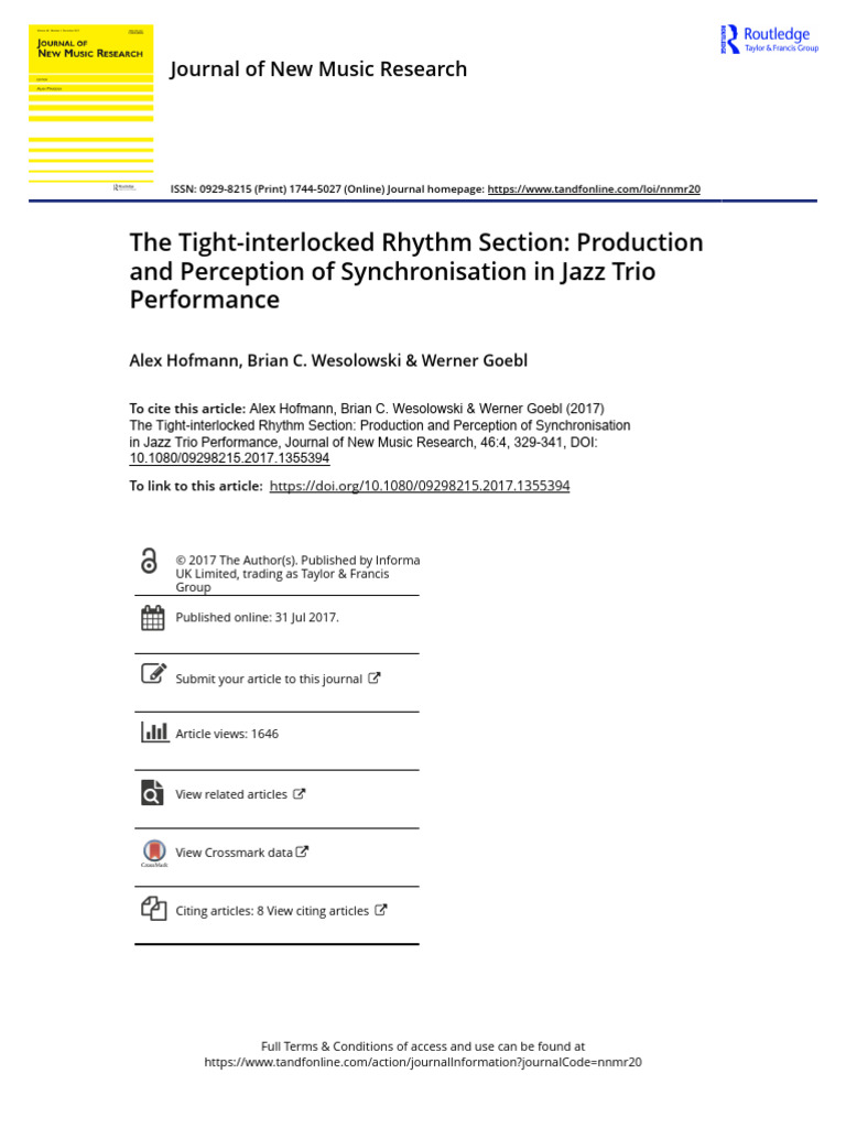 The Tightinterlocked Rhythm Section Production and Perception of ...