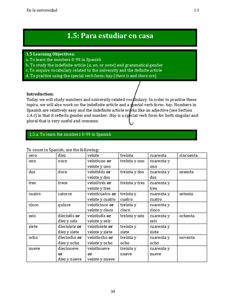 Spanish I Beginning Spanish Language and Culture Units 1.5 - 1.8 2 ...