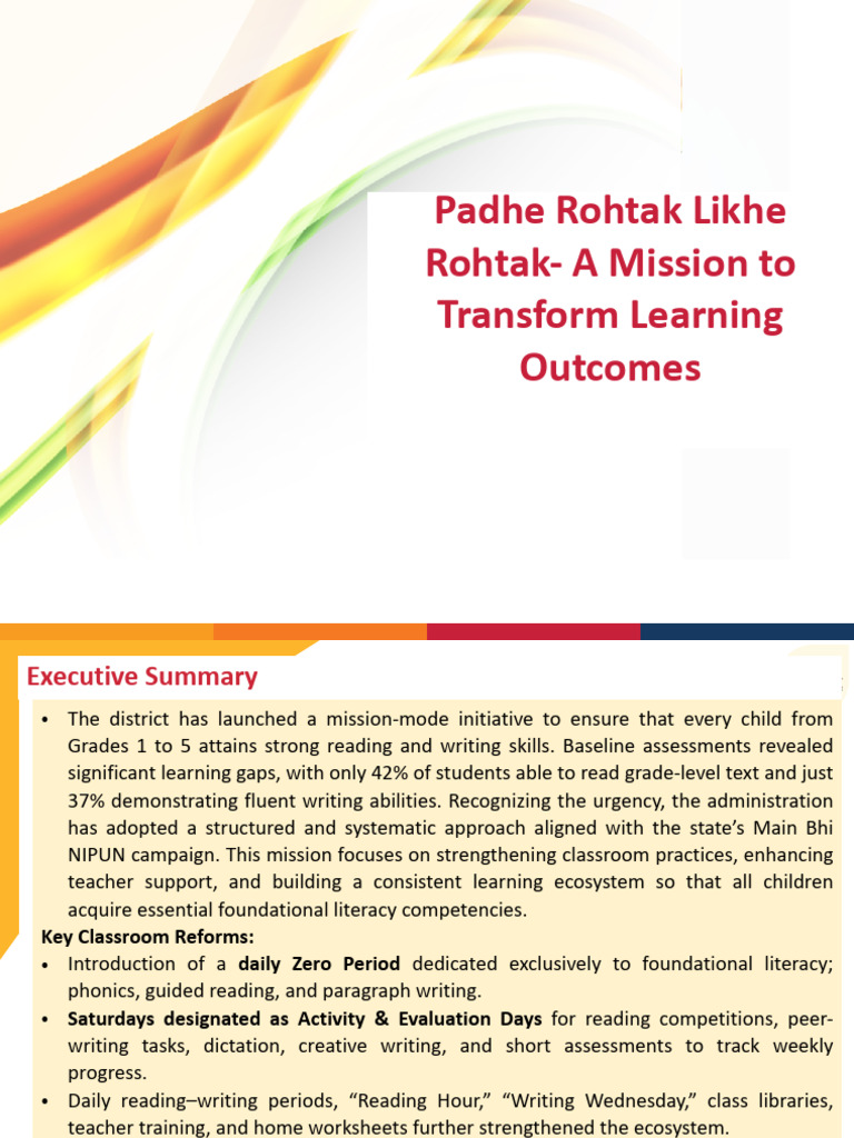 Padhe Rohtak Likhe Rohtak A Mission To Transform Learning Outcomes ...