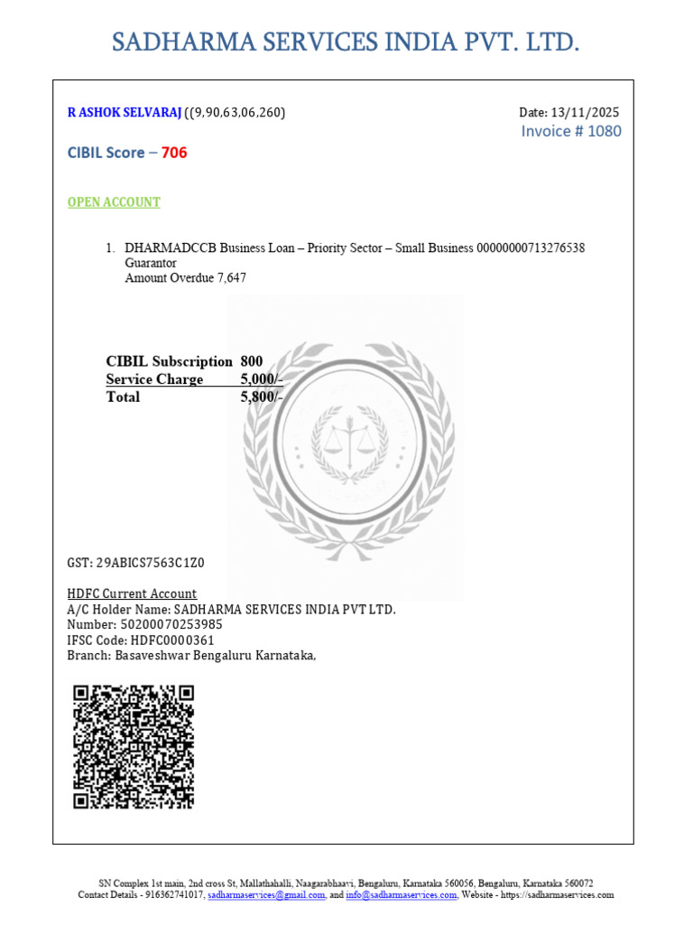 r Ashok Selvaraj Invoice | PDF
