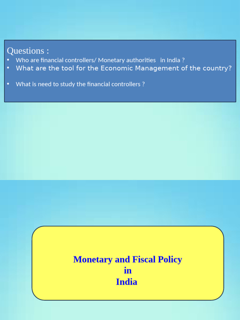 Monetary and Fiscal Policy in India | PDF | Reserve Bank Of India ...